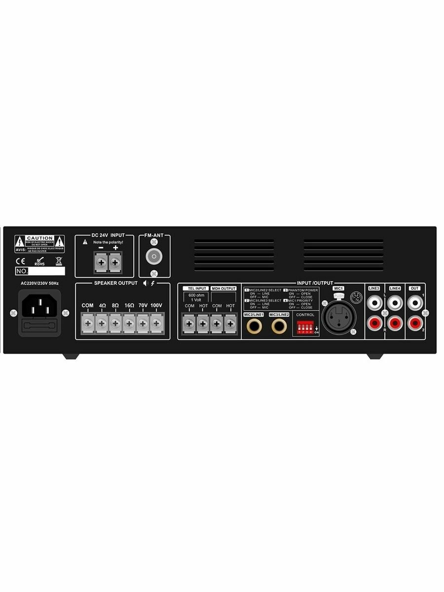 Трансляционный микшер усилитель музыкальный , 60 Вт CMX Audio EA-60, Mp3 плеер USB и SD, FM тюнер, 3 Mic, 2 Aux, 70V/100V/4-16ohm