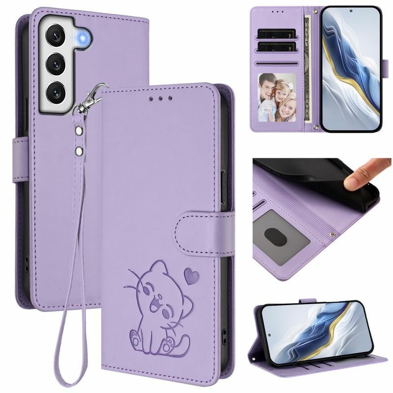 Чехол книжка для Самсунг Галакси С22 5Г ( Samsung Galaxy S22 5G ) кожаный с магнитной застежкой, с функцией подставки, коротким шнурком