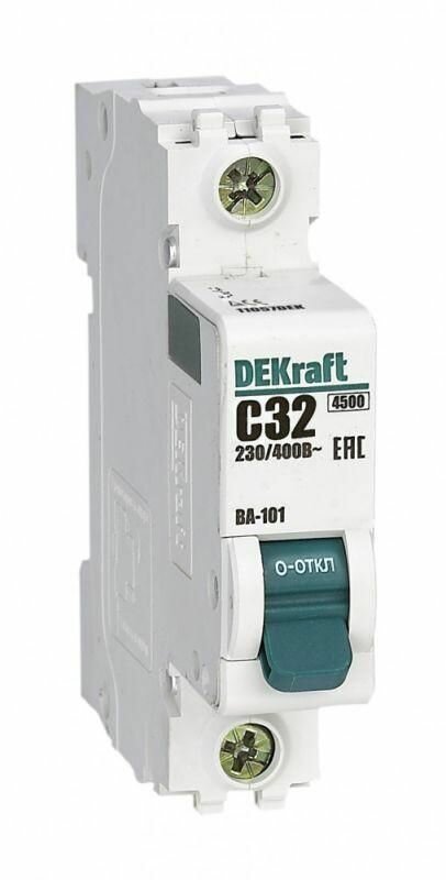 Выключатель автоматический DEKraft модульный, однополюсный, C 32А, 4.5кА