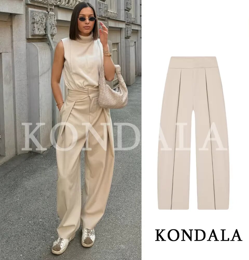 Женские брюки KONDALA бежевые, XS