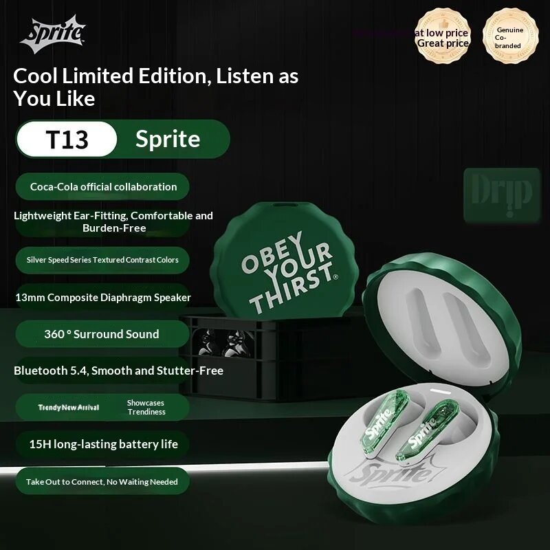 Coca-Cola x Sprite Bluetooth наушники Зеленый, Green
