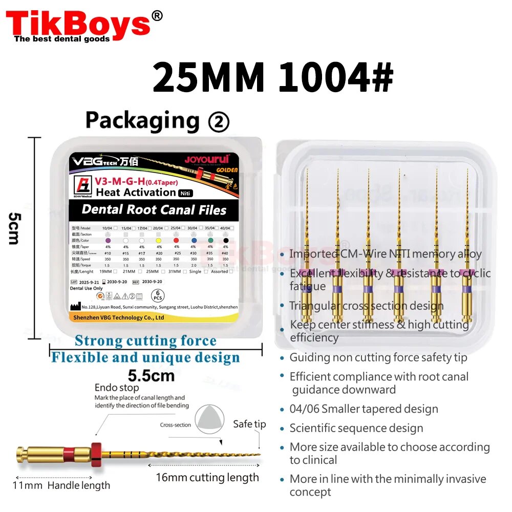 TikBoys НиТи-файлы для корневых каналов 25мм 1004# G-H