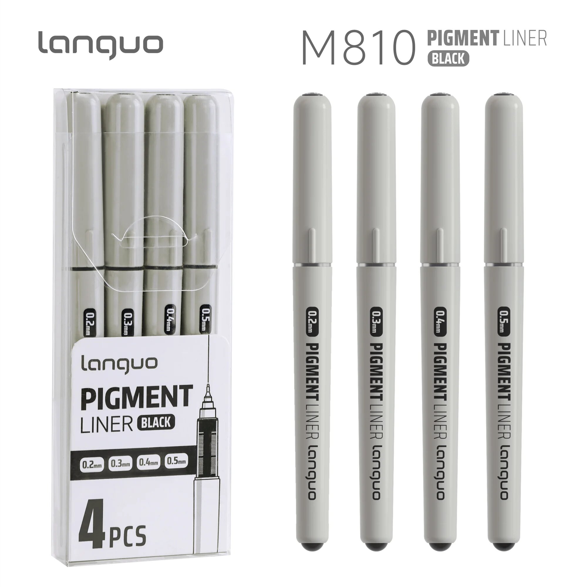 LANGUO M810 Пигментные линеры, черный, 0.2/0.5 мм, 1 PC