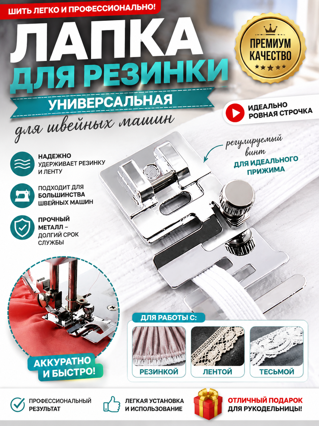 Универсальная прижимная лапка для бытовой многофункциональной швейной машины
