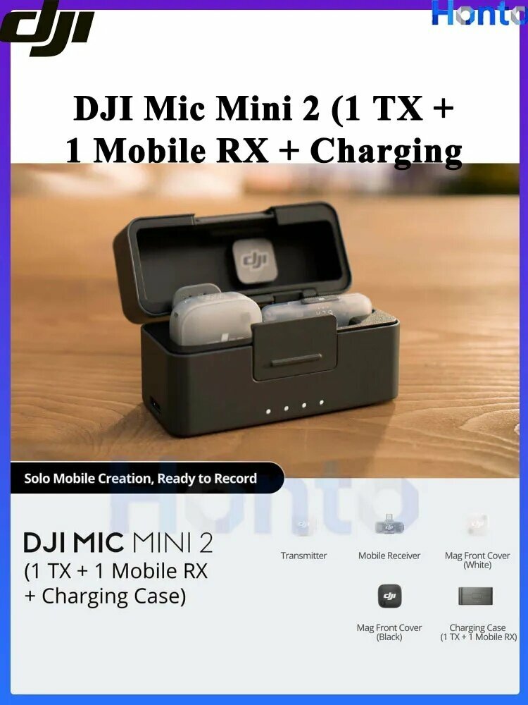 DJI Микрофон для мобильного устройства DJI Mic Mini 2 (1 TX + 1 Mobile RX + Charging Case)(второе поколение мини-микрофона DJI) для мобильного устройства, бирюзовый, бронза