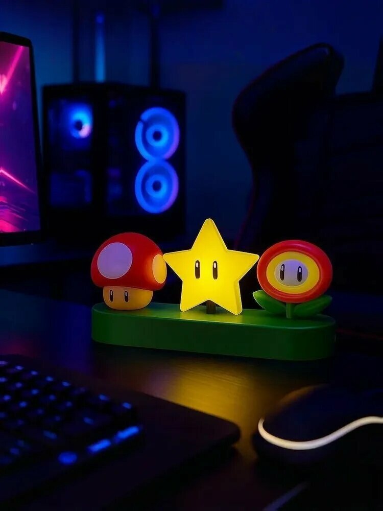 Ночник в стиле Super Mario Bros. с пиксельной графикой, активируемый музыкой, с изменением цвета