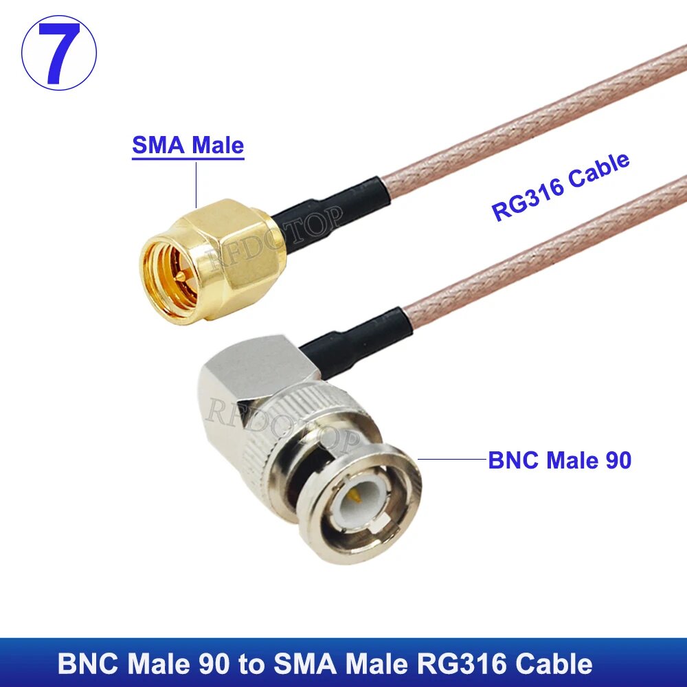 RFDOTOP RG316 SMA-BNC коаксиальный кабель 10см-10м 30CM, BNC M90 to SMA M