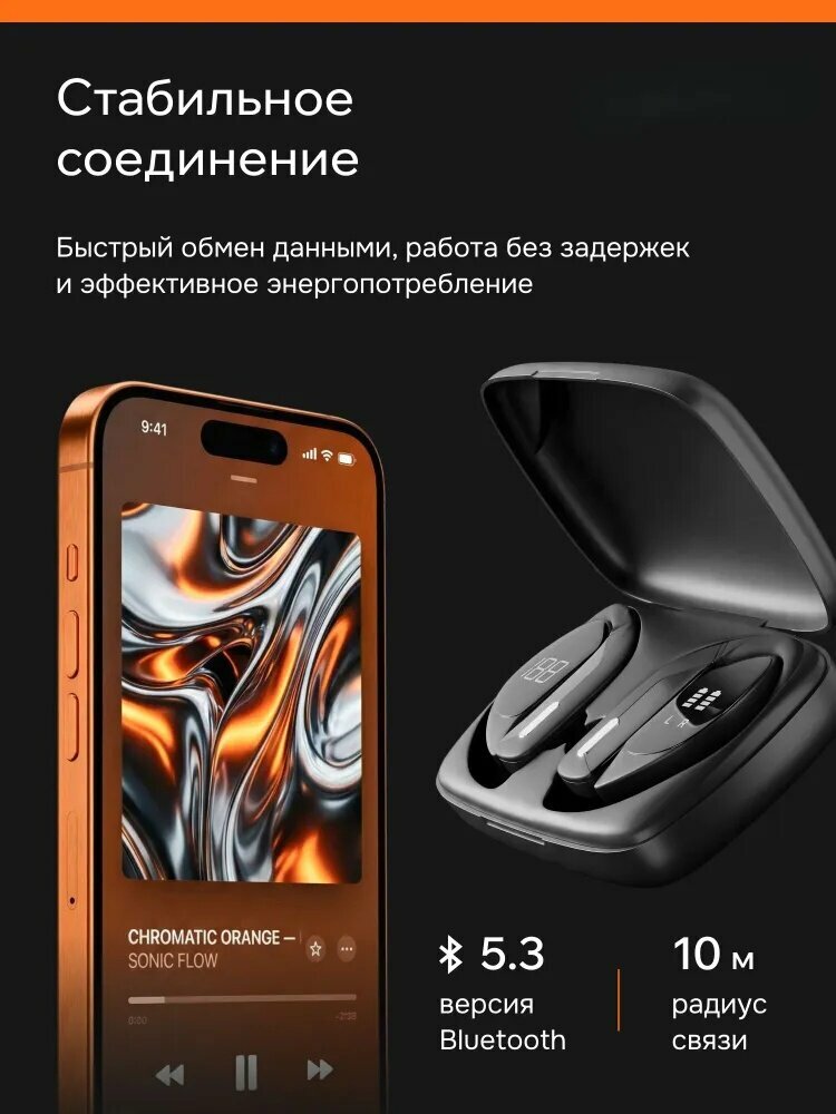 Наушники беспроводные с микрофоном блютуз Bluetooth 5.3 спортивные с шумоподавлением NTS1-10
