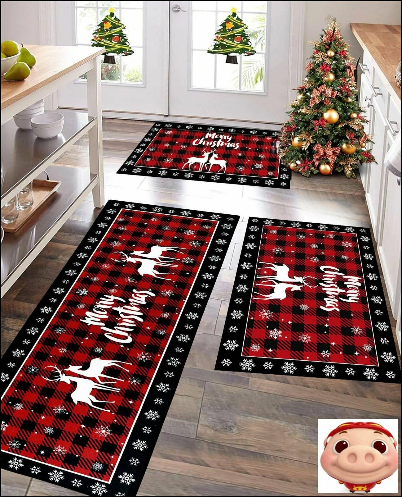 Коврик придверный Рождество 40x120 см