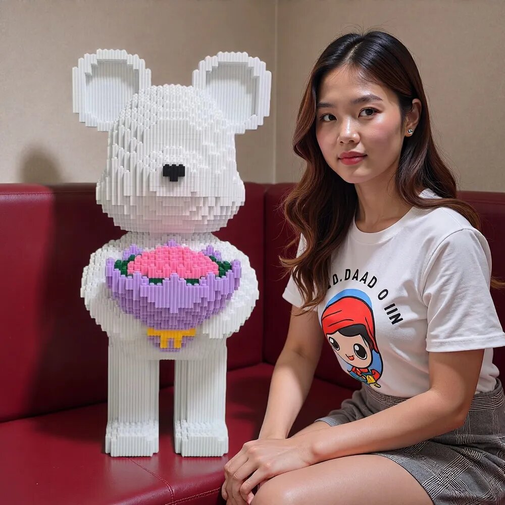 Конструктор из мини блоков BEARBRICK, интерьерный, объемный медведь, творчество для детей и взрослых
