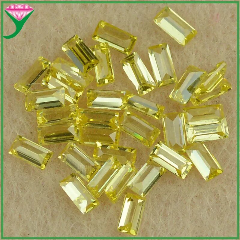 Лабораторные кубические цирконы, красный, багет, Желтый, 1.5x2.5mm(100pcs), Желтый, Golden Yellow