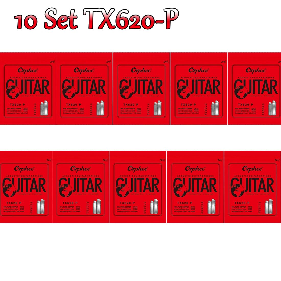 Струны для гитары Orphee TX620-P, 10 Set