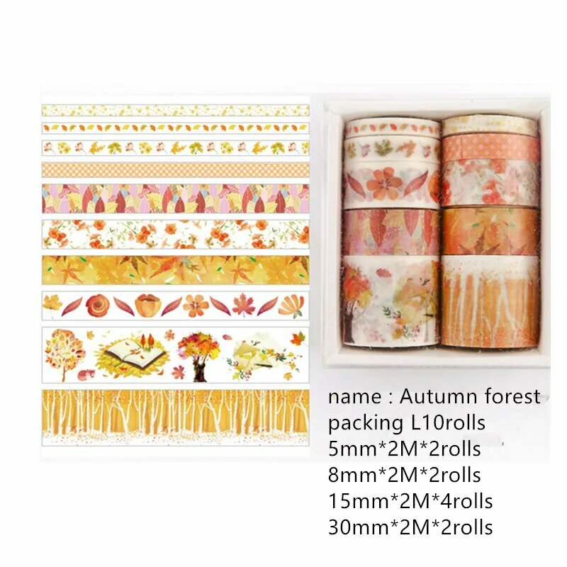 Набор из 10 рулонов декоративной клейкой ленты васи Autumn forest