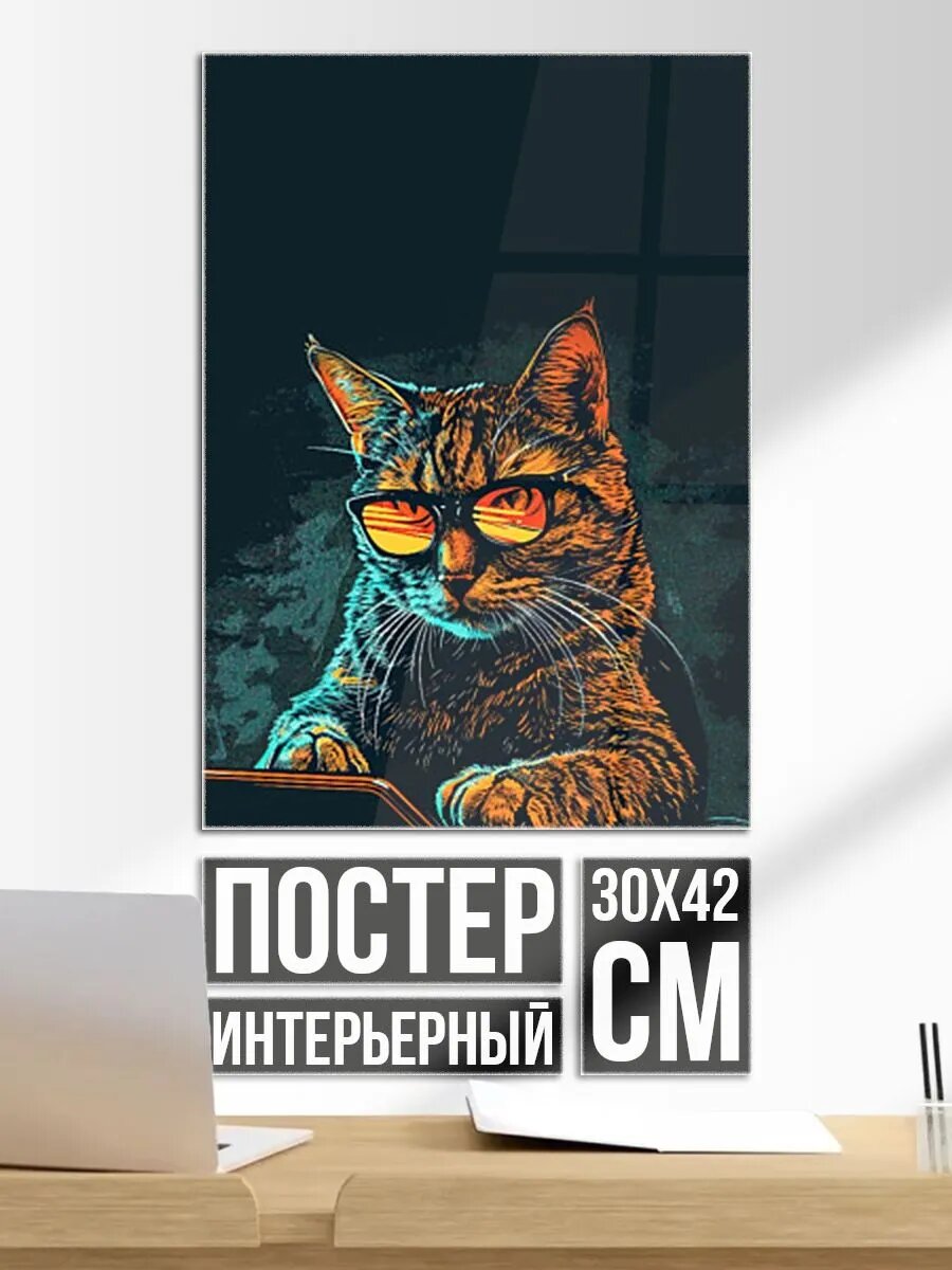 Постер на стену Крутой кот хакер