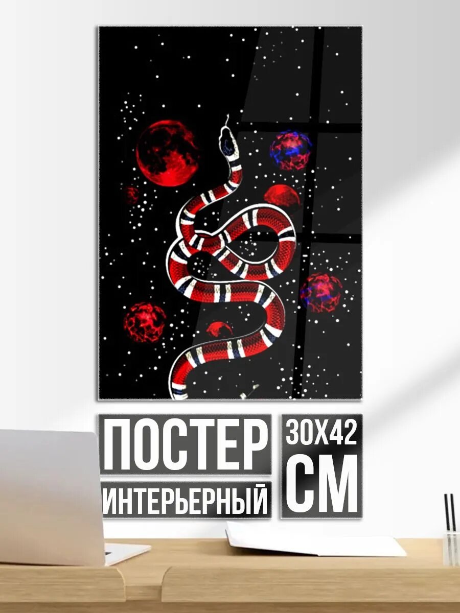 Постер на стену Змея в Красном Космосе Space Snake