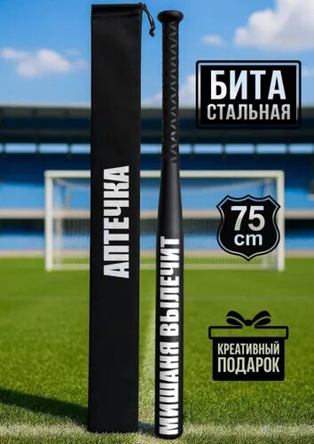 Бейсбольная бита металлическая с надписью Мишаня вылечит