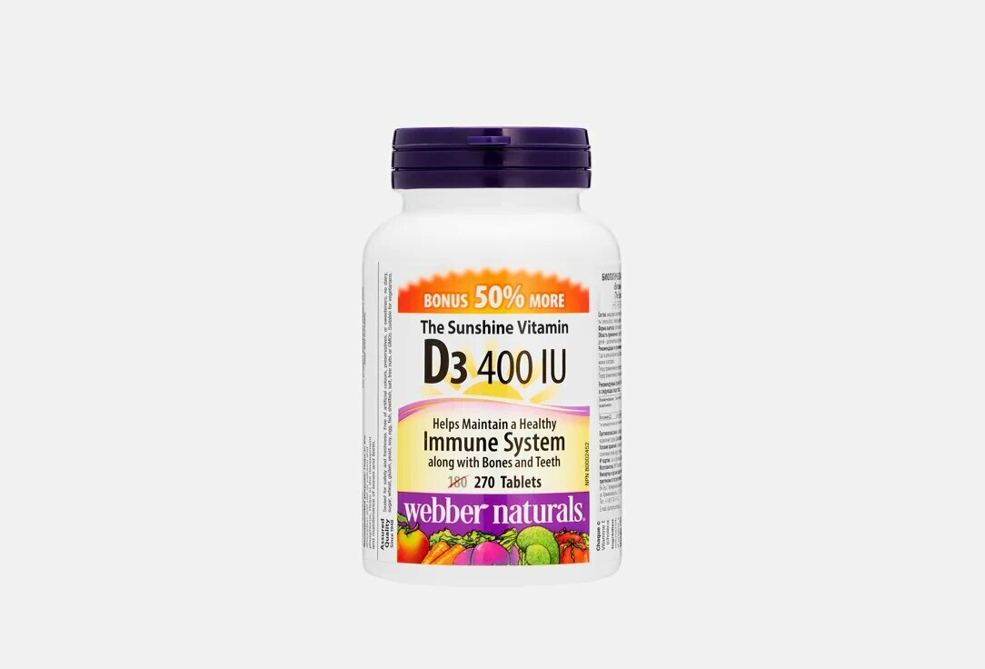 Webber Naturals 400 МЕ в таблетках Витамин D3 270 шт