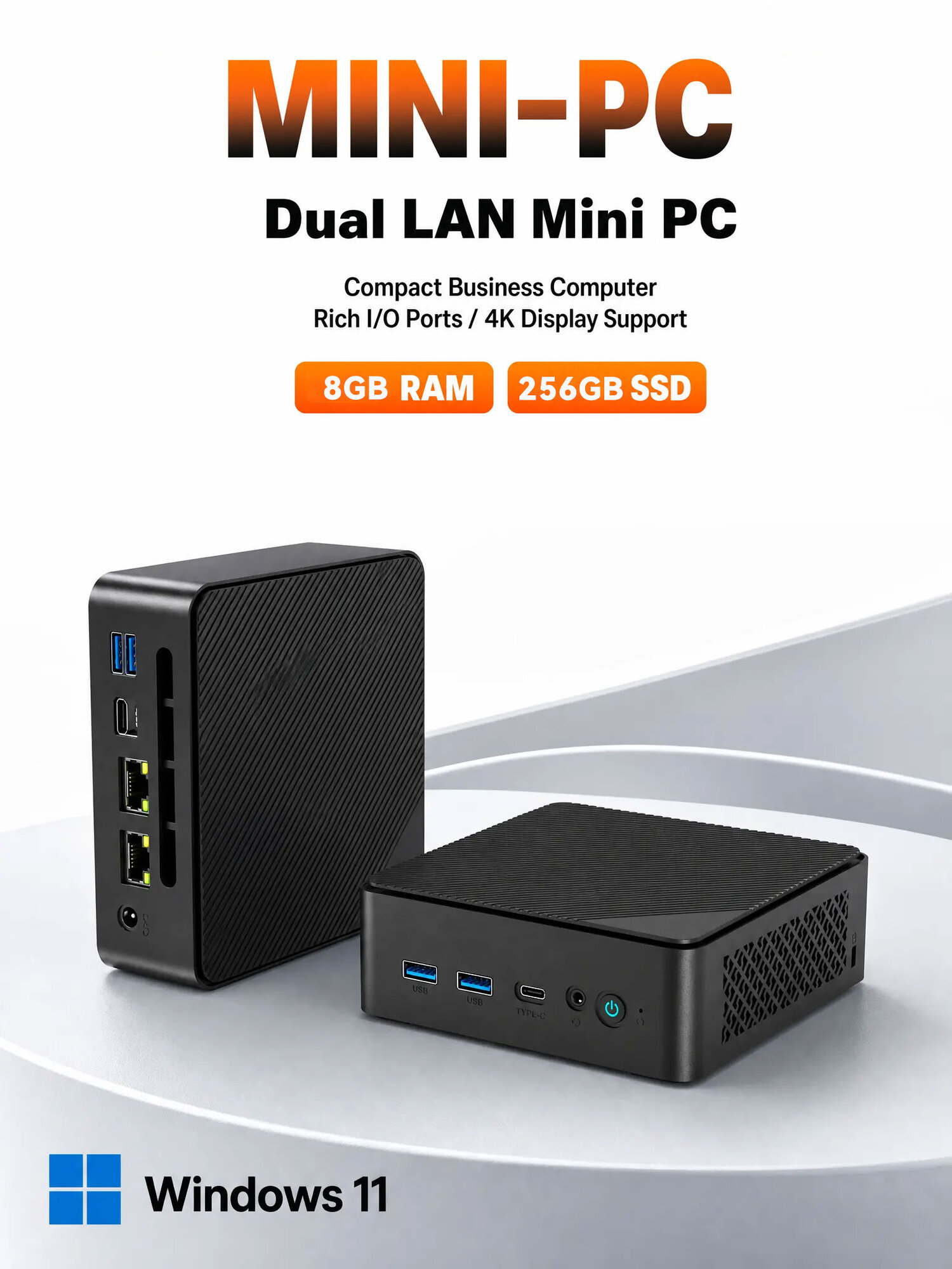 Мини ПК GXMO GN7 AMD Ryzen 5 3500U, RAM 8 ГБ, SSD 256 ГБ, AMD Vega 8 Graphics, Win11 Pro), WiFi 6E BT5.2