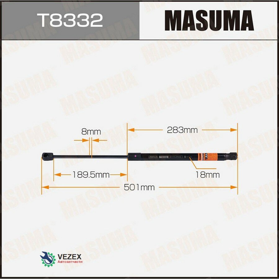 MASUMA T8332 Упор газовый багажника L=501mm (1/40)