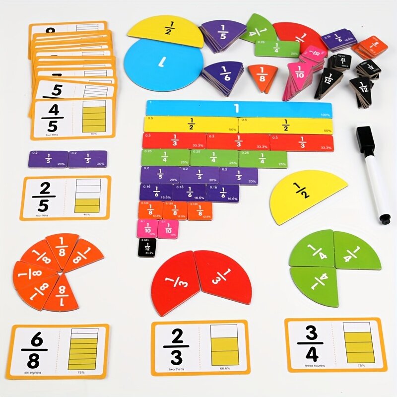 Набор для изучения дробей Creative Fraction Plate с цветными пластинами, сложением и вычитанием, распознавание цветов, чисел и количества, понимание числителя и знаменателя, развитие мелкой моторики и логического мышления