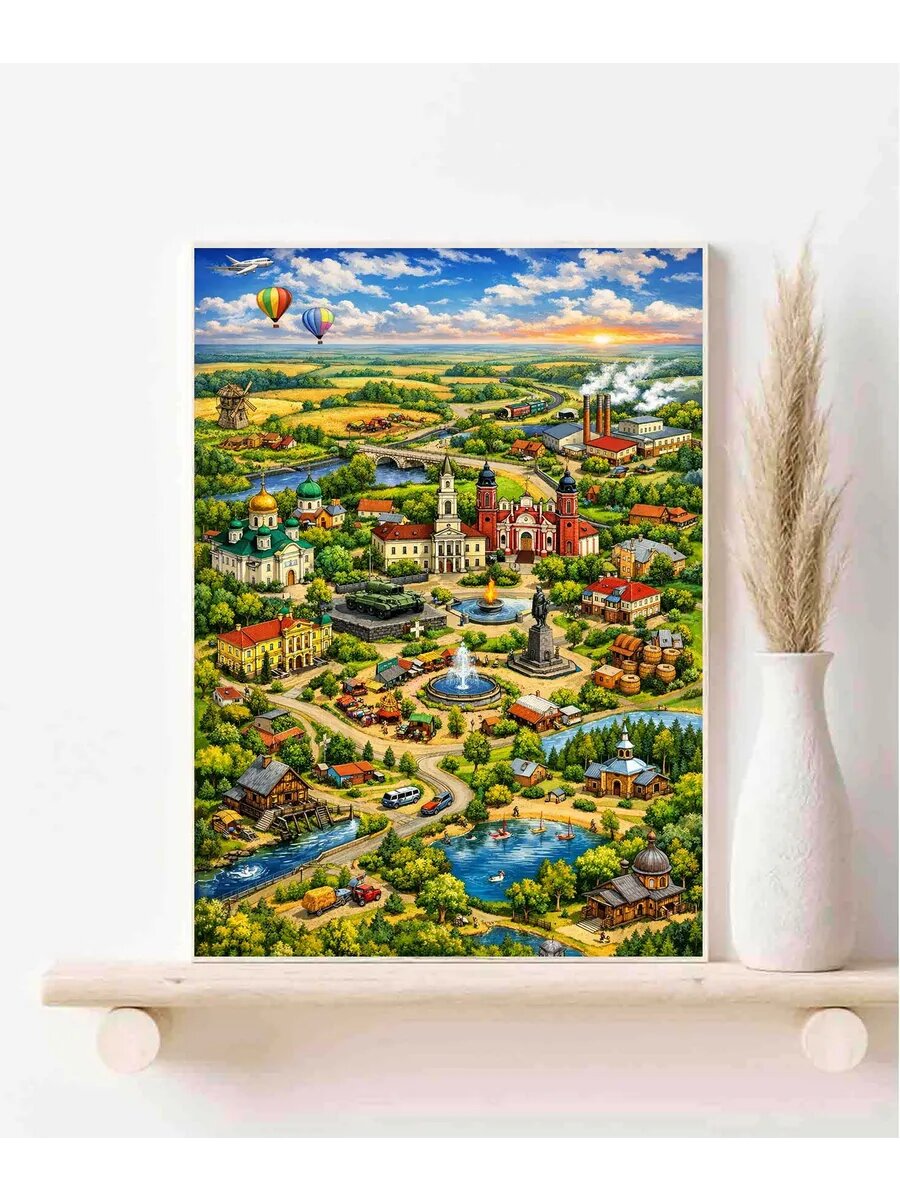 Толочин, Беларусь, Fantasy Map, Карта, Плакат 30x42см