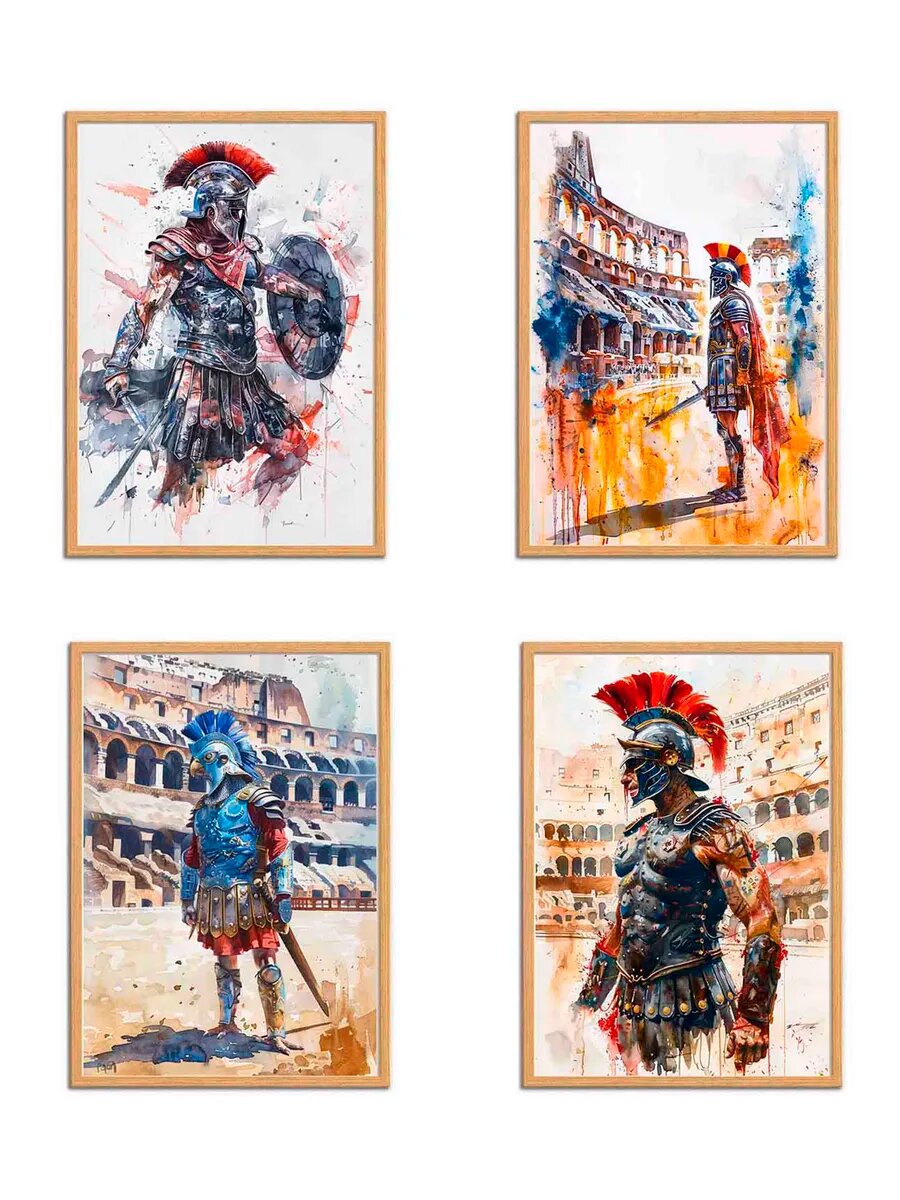 Птица Майна Гладиатор, 4 Плаката, 30x21см