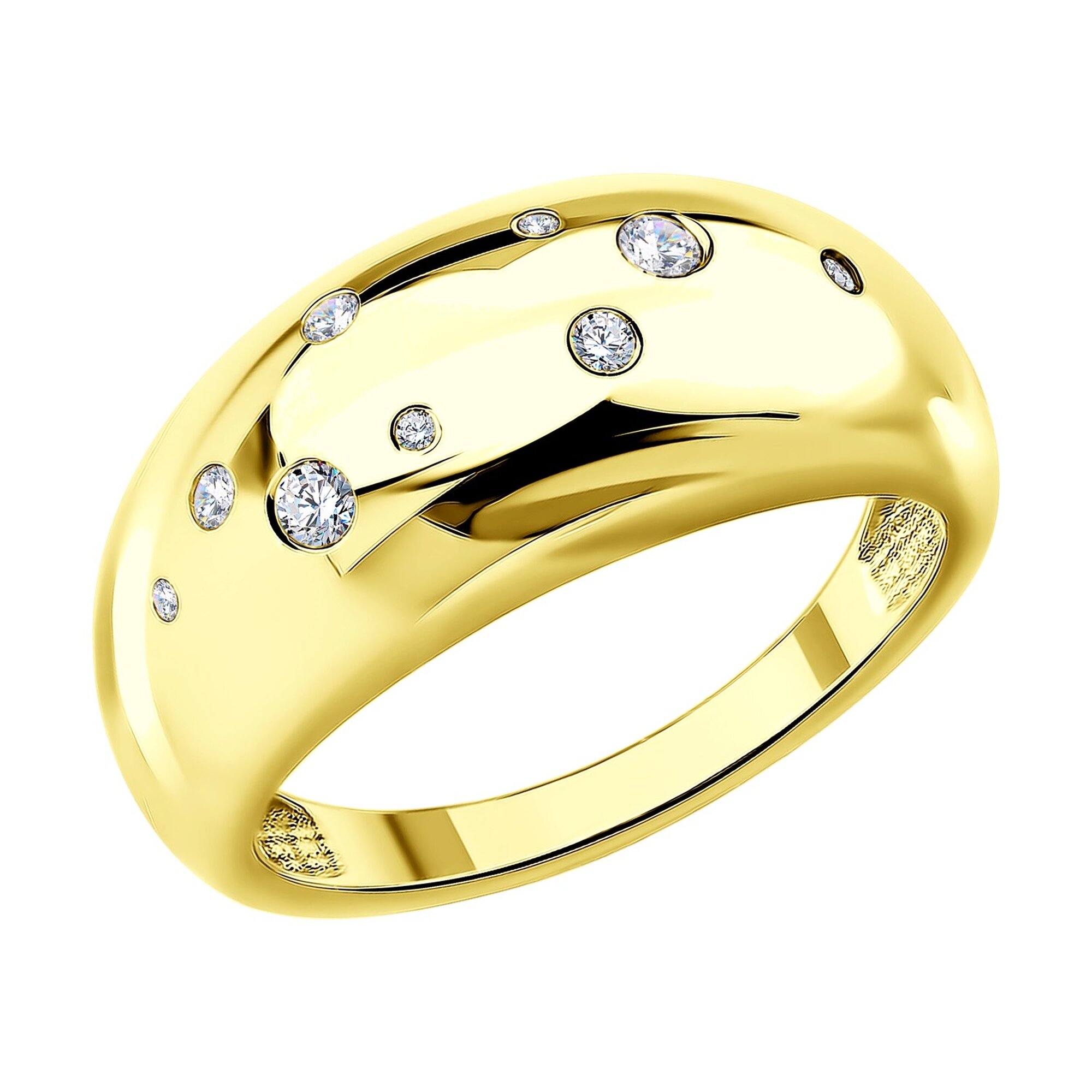 Кольцо Diamant online, серебро, 925 проба, золочение, фианит