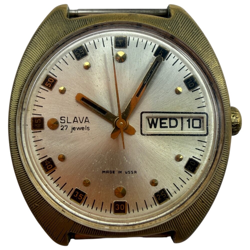 Наручные механические часы "Slava, 27 камней" 1980-1990 гг. 2-й МЧЗ, СССР