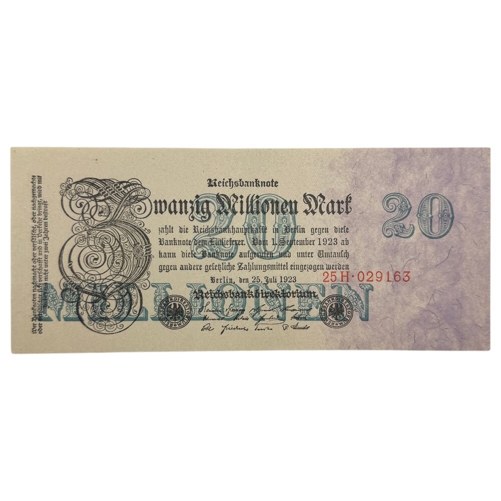 Веймарская республика (Германия) 20000000 (20 миллионов) марок 1923 г. (25.07) (Серия 25H)
