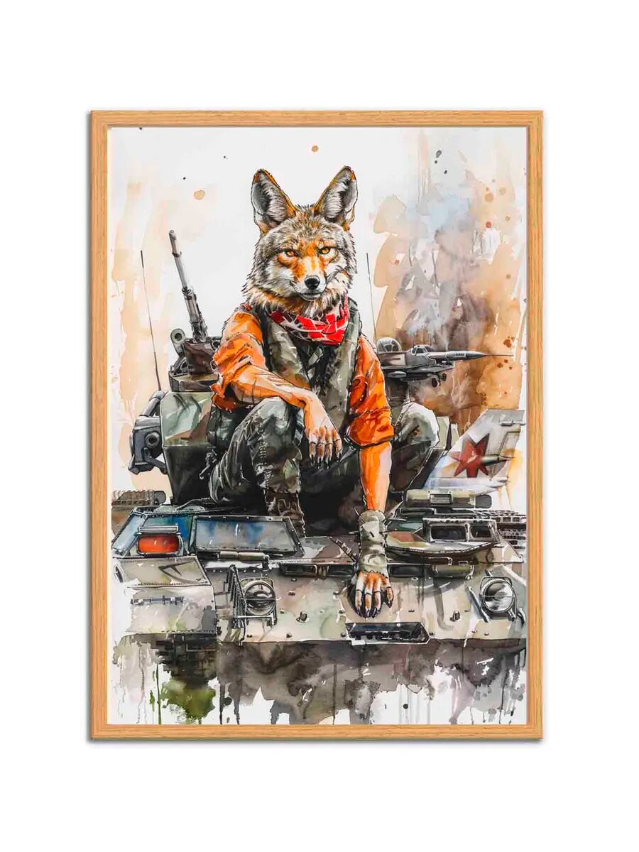 Койот-животное-солдат 5, Плакат 30x42см