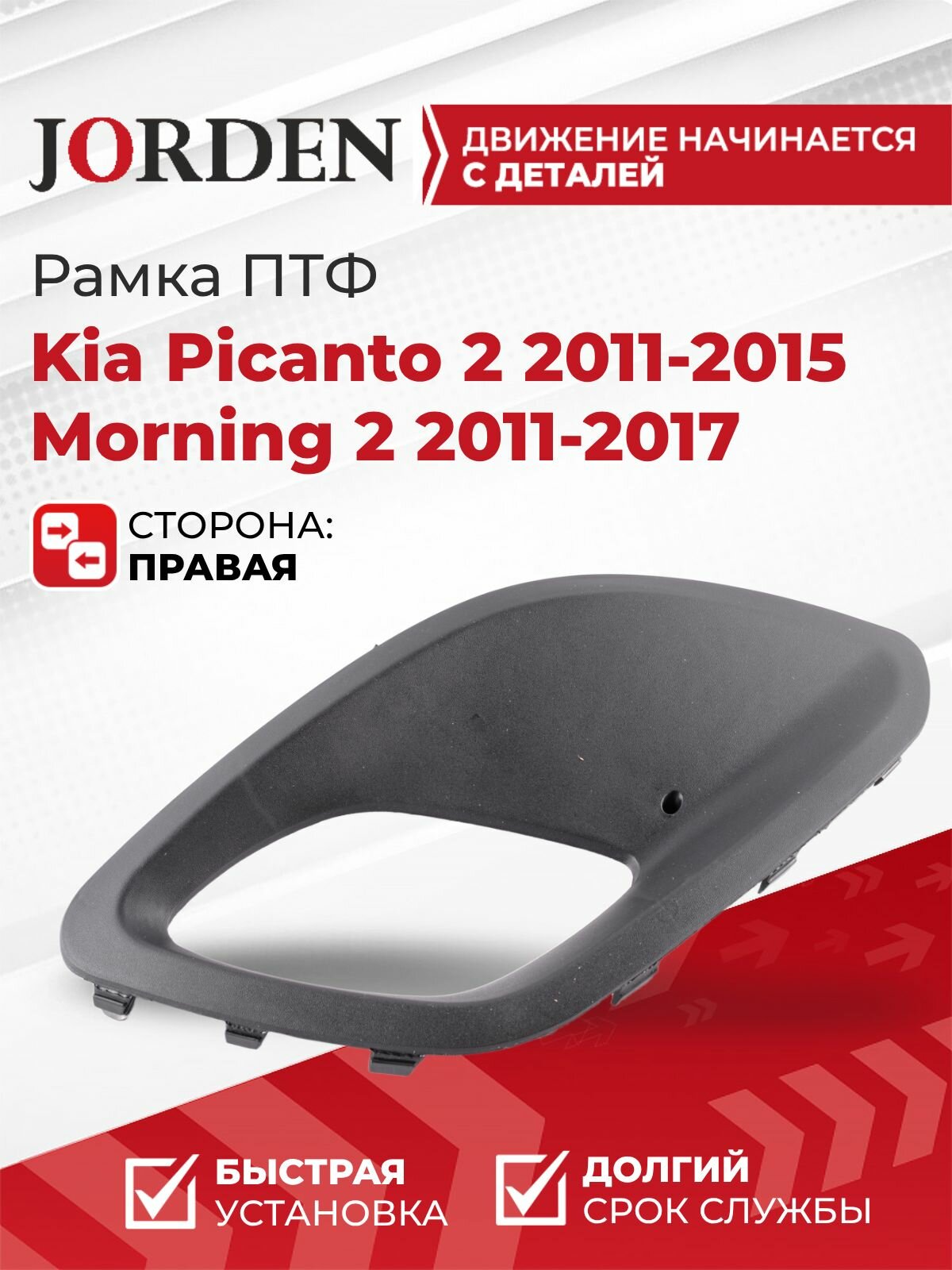 Рамка ПТФ для Киа Пиканто 2 Kia Picanto 2011-2015/Морнинг 2 Morning 2011-2017 правая накладка противотуманной фары окантовка туманки