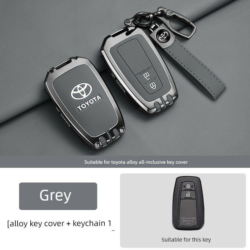 Чехол для ключей B-стиль с двумя кнопками для Toyota, серый цвет с набором ремня Toyota, совместимость с Highlander и