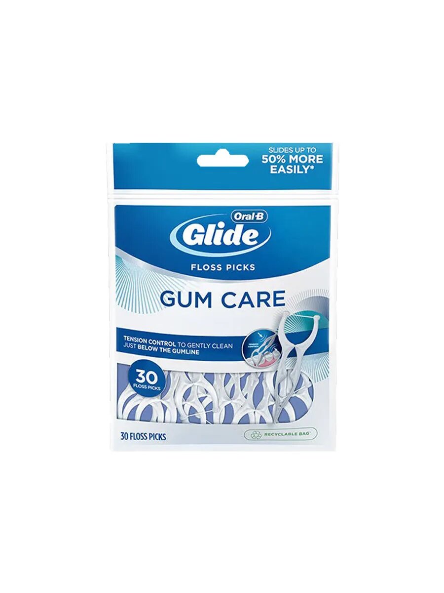 Зубная нить Oral-B Glide Floss, невощеная, плоская, белая, 30шт.