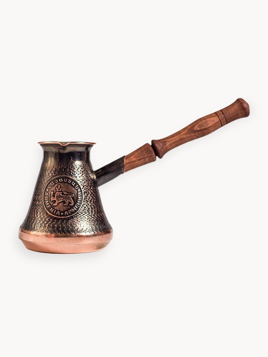 Турка Jazve "Лев", медная, ручная работа, 350мл, теплоизоляционная ручка