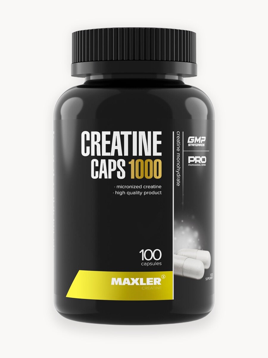 Креатин моногидрат Maxler Creatine Caps 1000, 2640 мг креатина в порции, 100 капсул