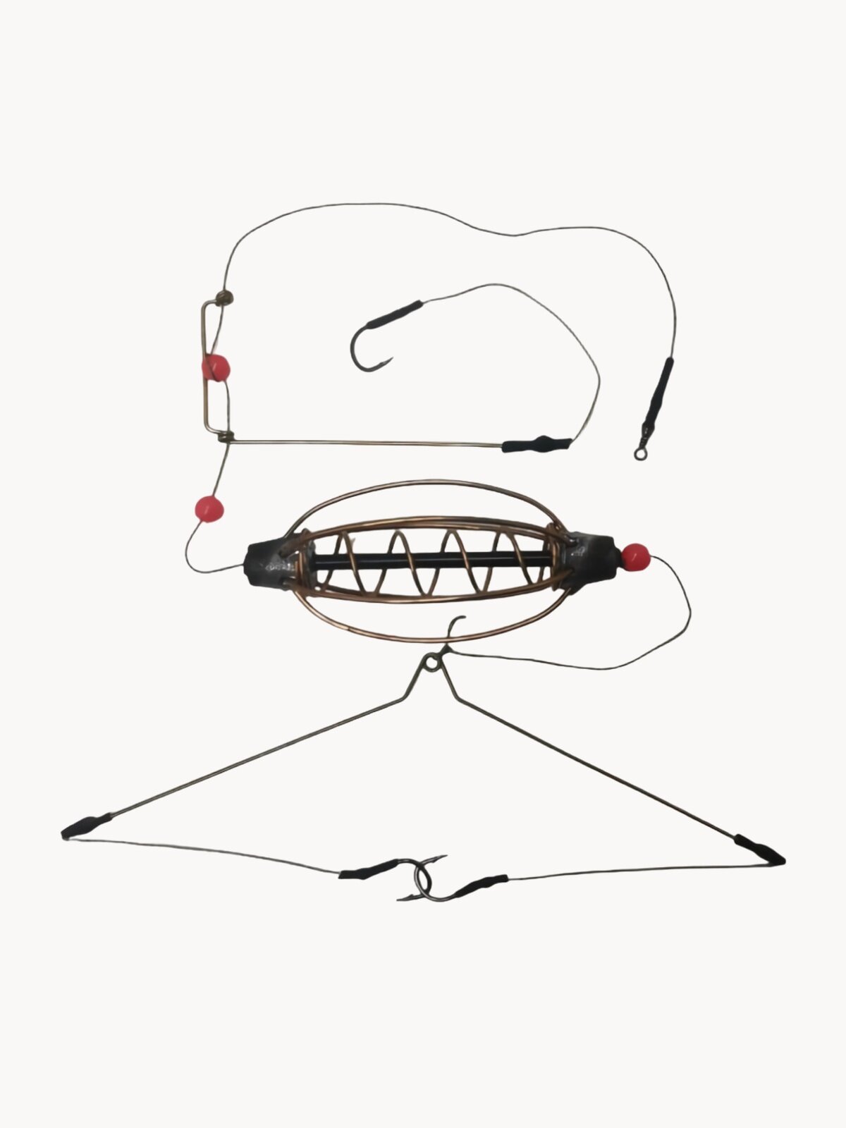 Кормушка "Арбуз" фидерная для рыбалки 35 гр, 3 крючка/монтаж карповый универсальный оснащенный с кормушкой. Набор 5 шт