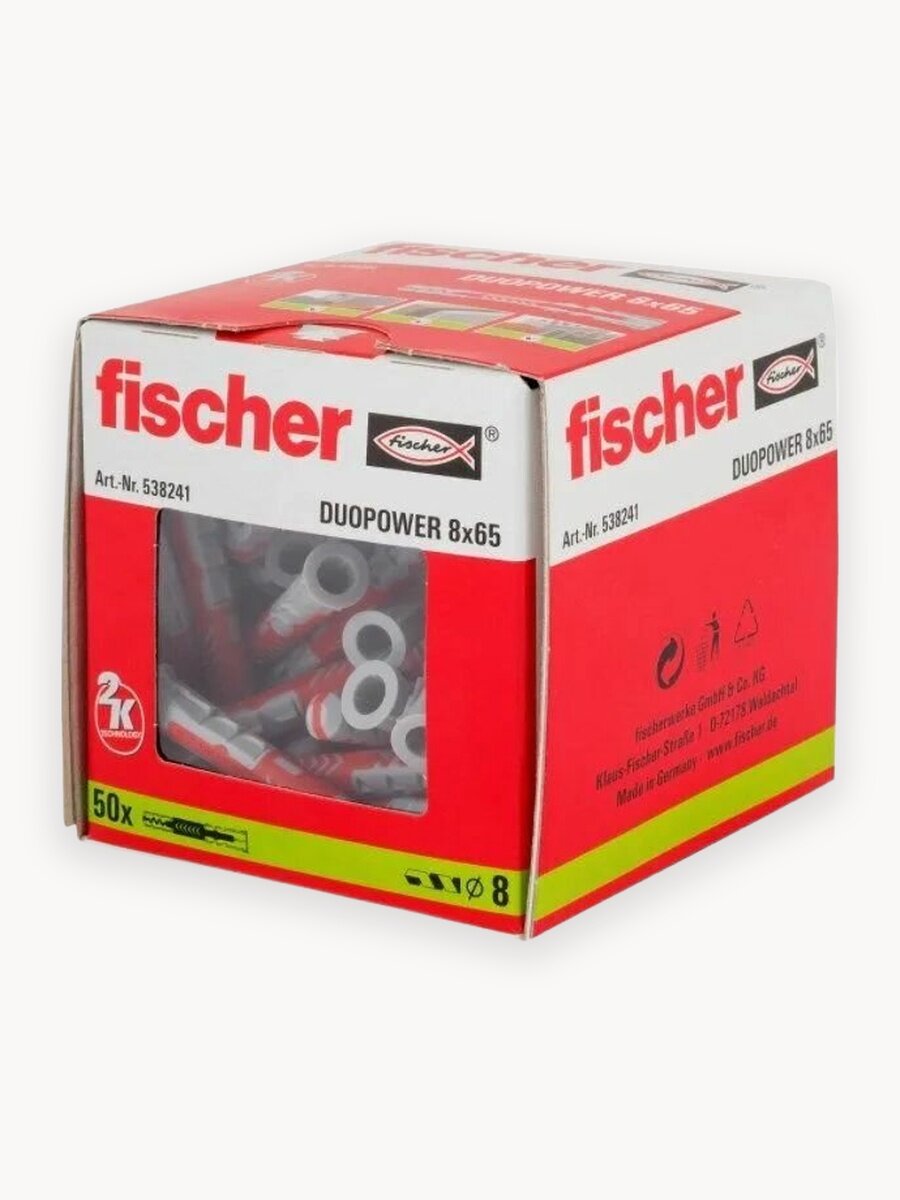 Fischer DUOPOWER дюбель 8x65 универсальный двухкомпонетный нейлон /50 шт./