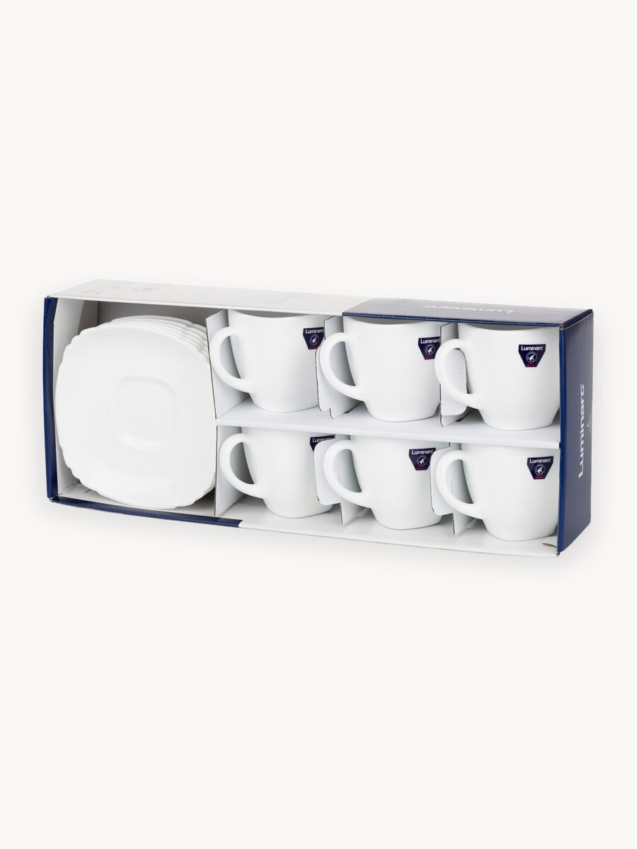 Чайный сервиз стеклянный Luminarc Basic, 220 мл, белый, 12 предметов