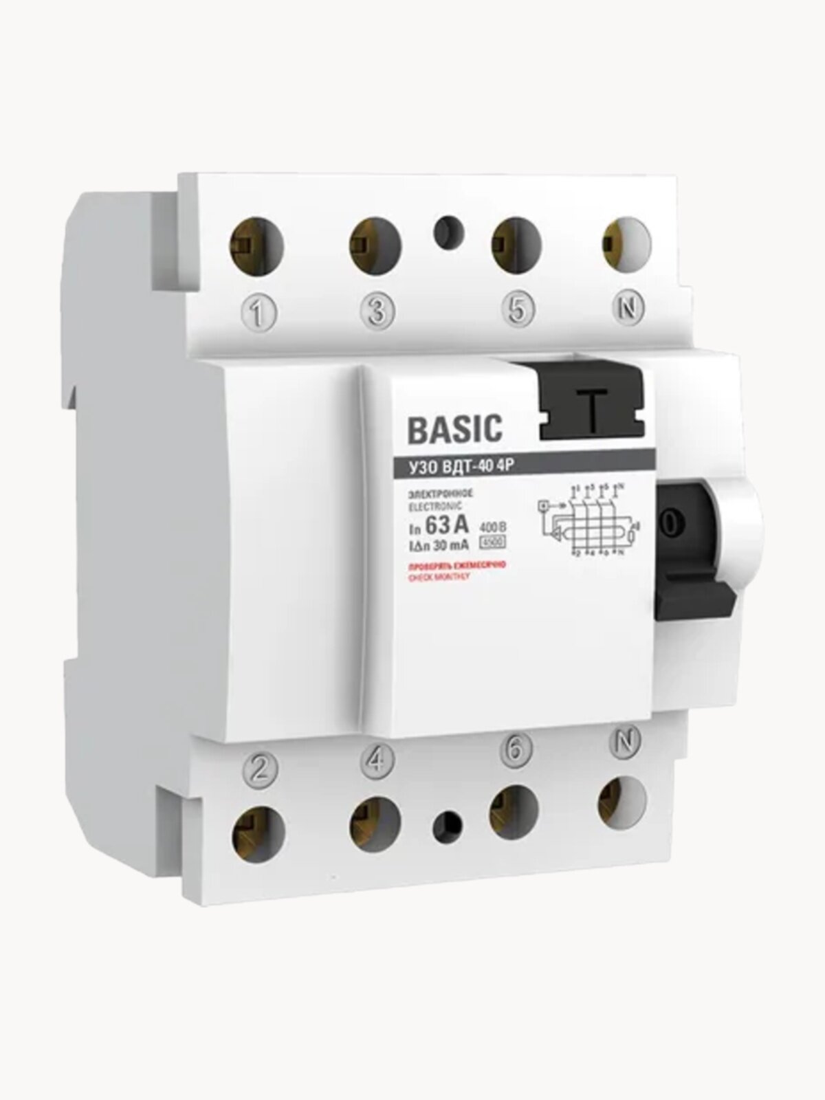 Устройство защитного отключения EKF Basic УЗО ВДТ-40 2P 63А/ 30мА (электронное)
