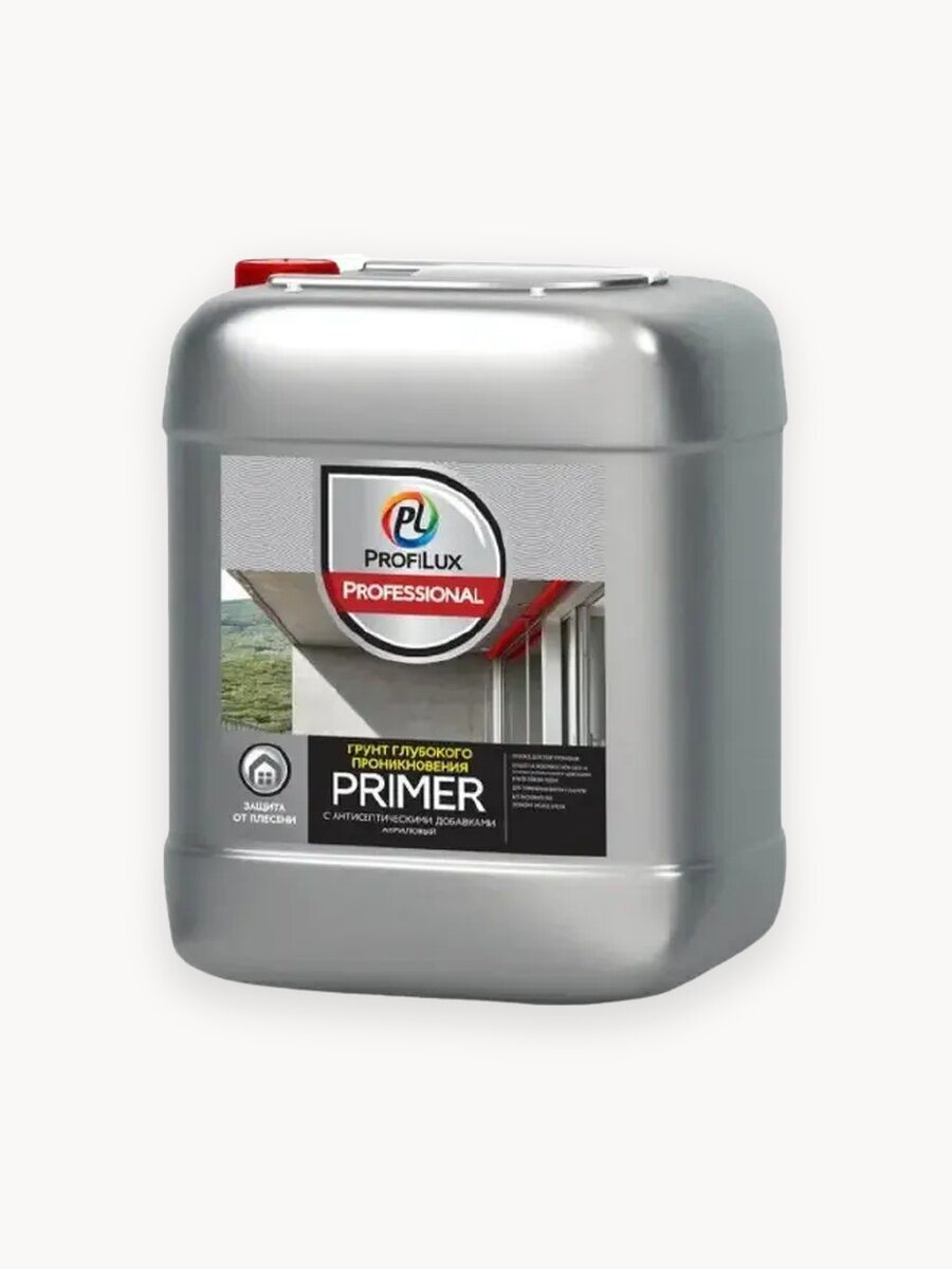 Грунт ProfiLux Professional Primer 5л Молочно-Белый с Антисептическими Добавками для Пористых и Сильно Впитывающих Минеральных Поверхностей / Профилюкс Праймер.