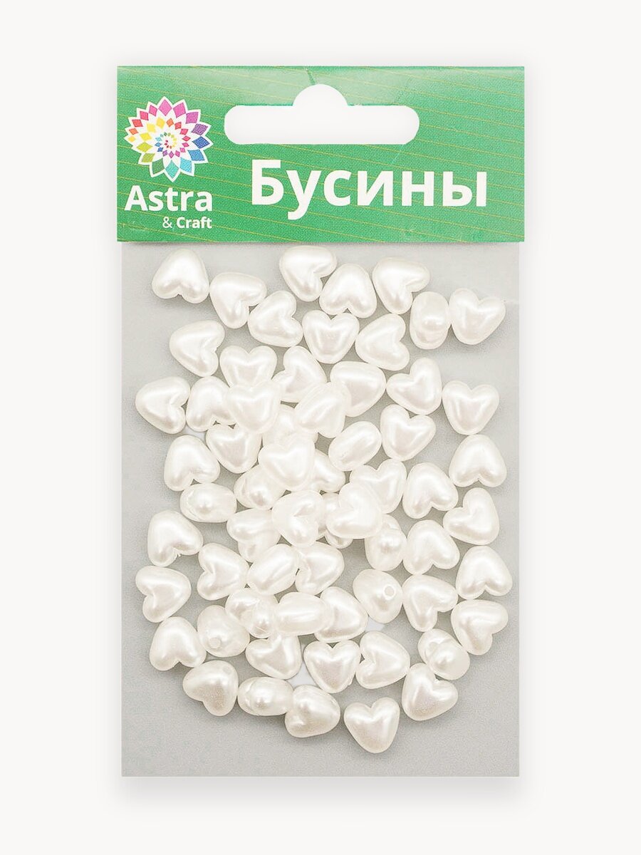 Бусины для рукоделия пластиковые, 2534#, 10*11 мм, 62 шт, Astra&Craft (белый)