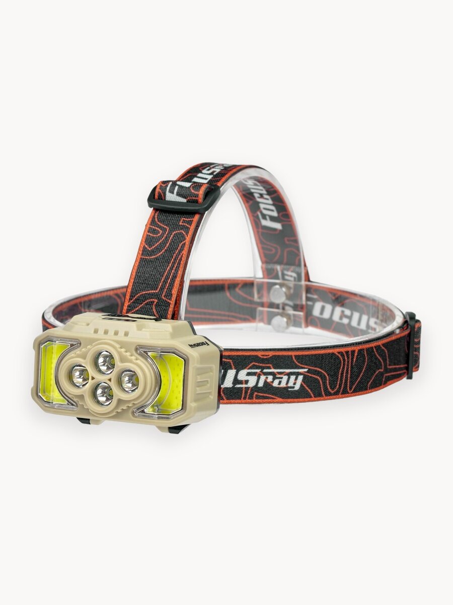 Фонарь налобный FOCUSray 1332 акку 18650 1200мАН 200 люмен, цифровой дисплей, сенсор, USB кабель 1/160, шт