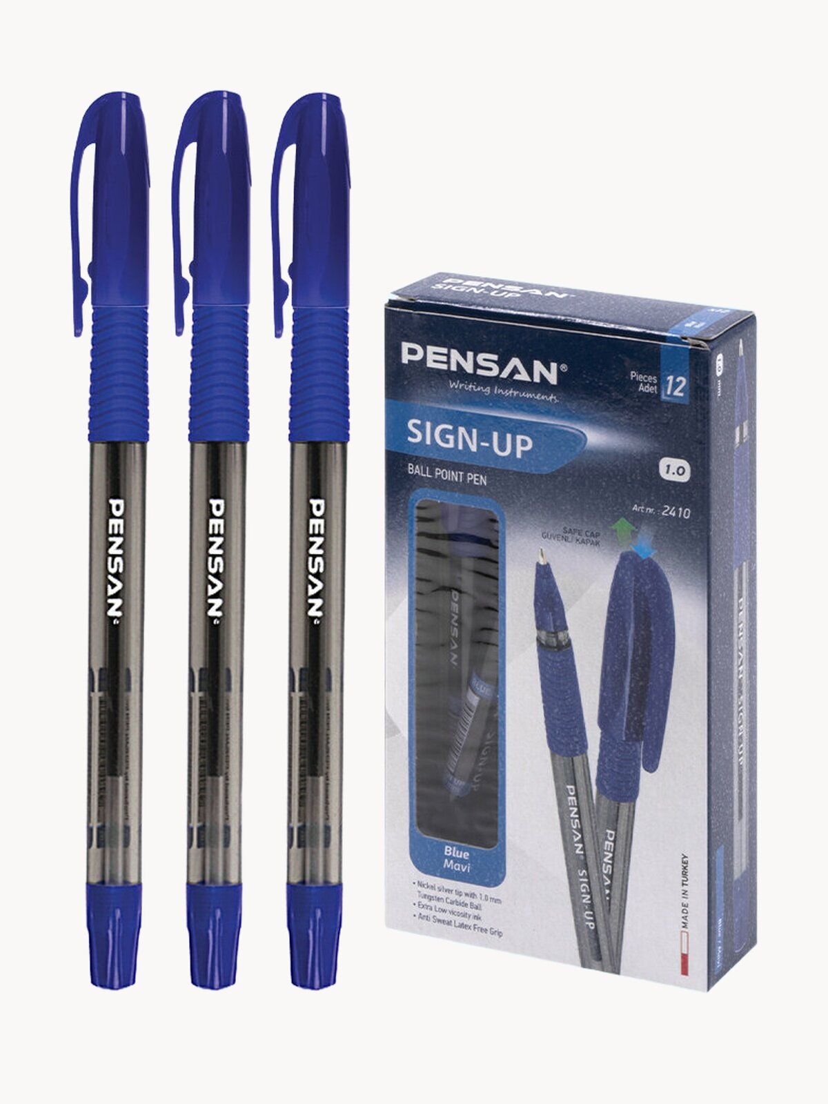 Ручка шариковая Pensan Sign-Up, синяя, Выгодная Упаковка, Комплект 12 штук, линия письма 0,8 мм, 880185
