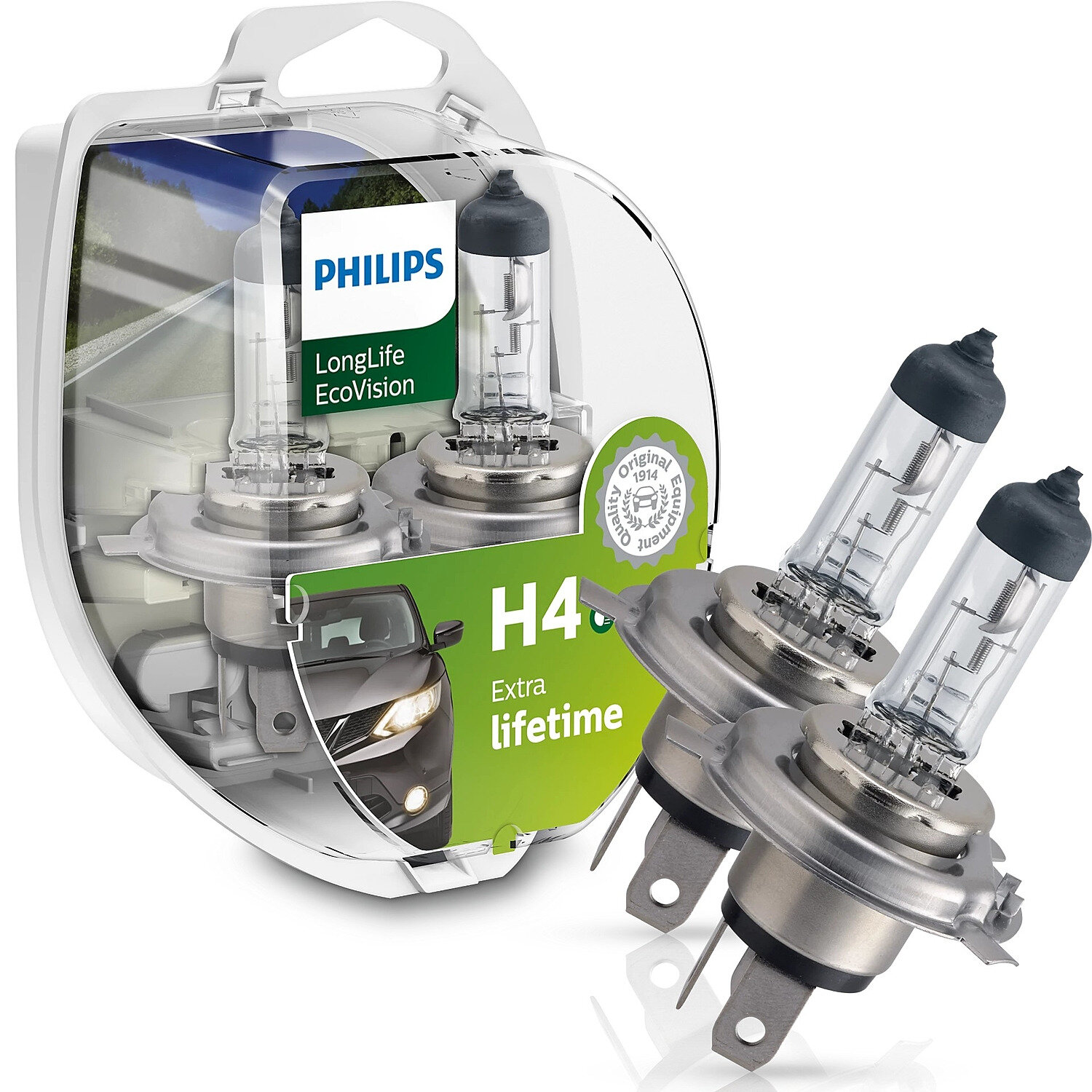 Лампа Philips LongLife EcoVision H4 12V 2 шт. 12342LLECOS2