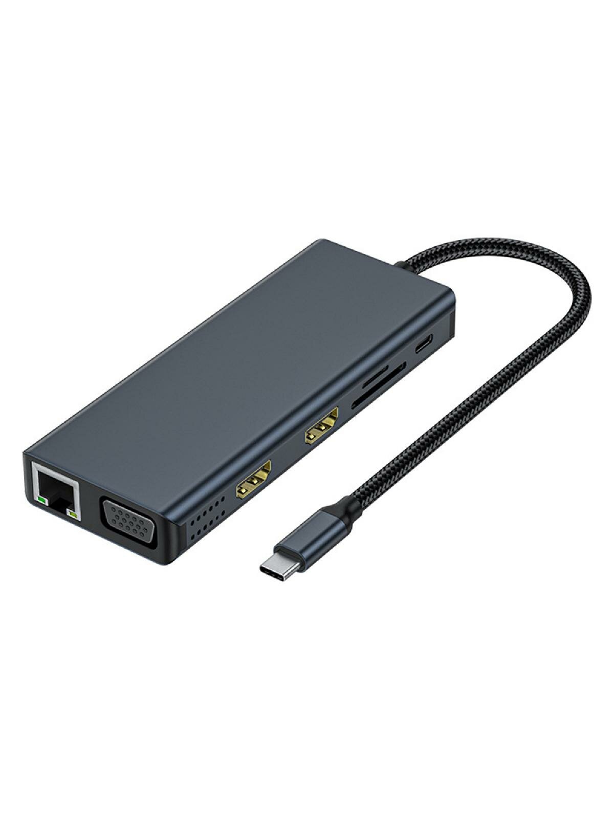 USB C Docking Station Double Monitors Adapter 12 in 1 USB C Hub with VGA Gigabit Ethernet 4x USB 3.0 Port Card Reader