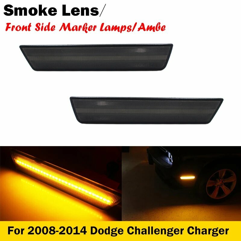 IJDM Янтарный/красный полностью светодиодный боковой габаритный фонарь для 2008-2020 Dodge Challenger указатель поворота/парковочный фонарь, OEM Sidemarker Lamps 08-14 Front Amber