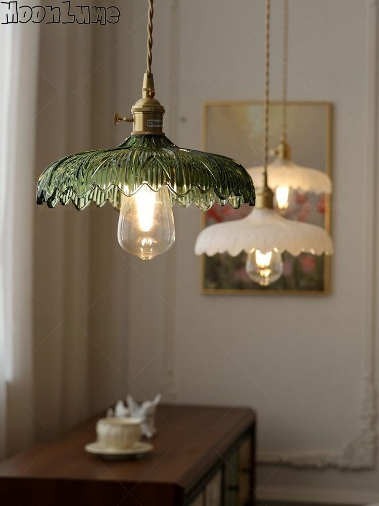 Серия ретро-люстр из зеленого стекла