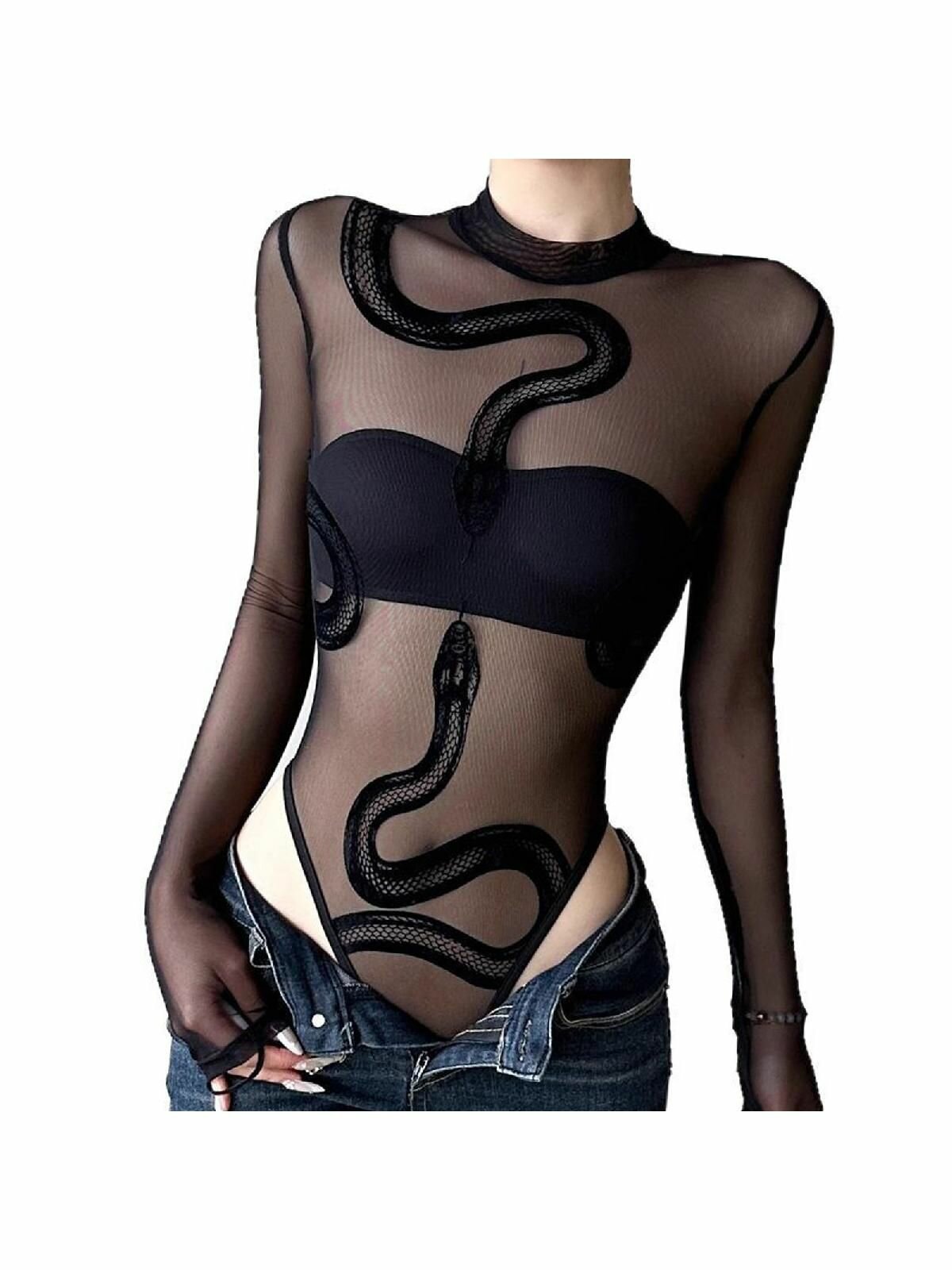 Женский боди с принтом змеи