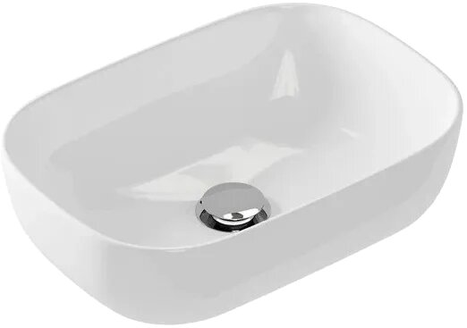 Накладная раковина Cersanit Moduo Square 50 фарфоровая, без отверстия под смеситель, раковина для ванной, 50 см, прямоугольная, белая