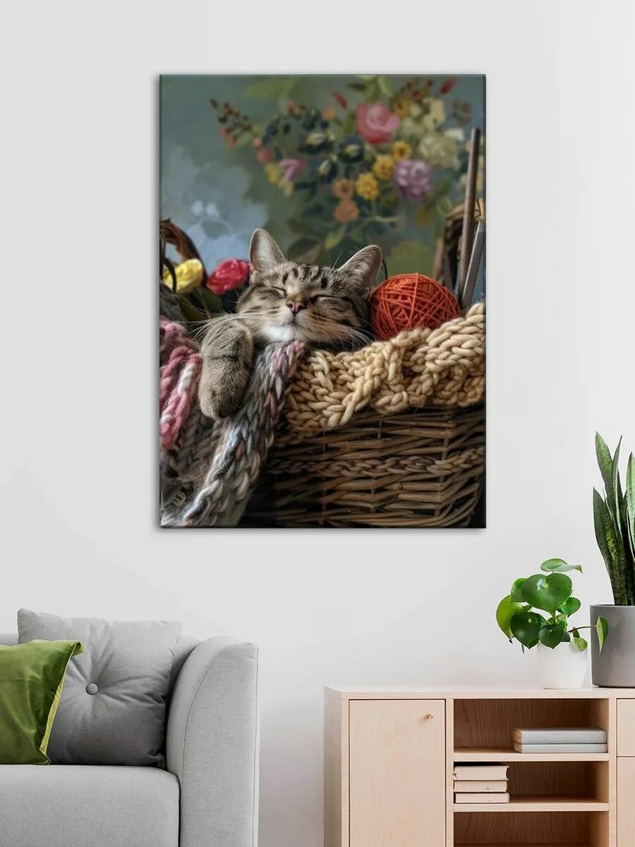 Картина на стену "Вязаные вещи и рукоделие", 50x70 см